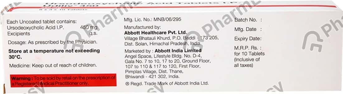 Udiliv 450 MG Tablet (10): Uses, Side Effects, Price & Dosage | PharmEasy