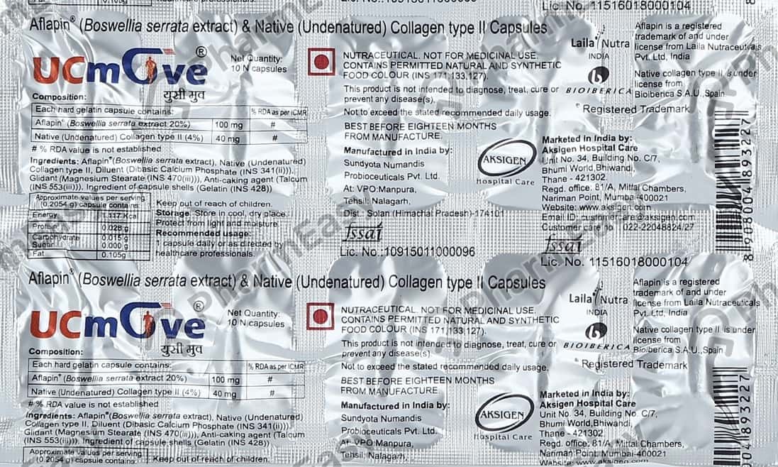 Buy Ucmove Capsules 10'S Online at Flat 15% OFF | PharmEasy