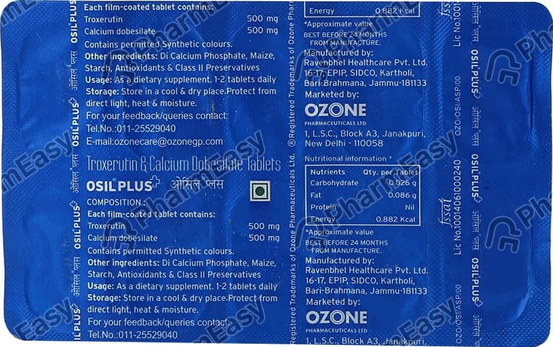 Osil Plus Strip Of 10 Tablets: Uses, Side Effects, Price & Dosage ...