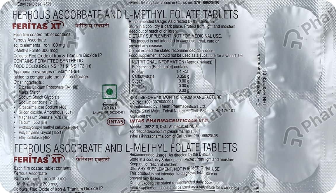 Feritas Xt Strip Of 10 Tablets: Uses, Side Effects, Price & Dosage ...