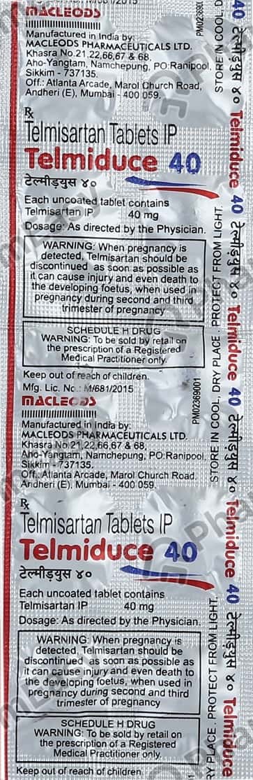 Telmiduce 40 MG Tablet (10): Uses, Side Effects, Price & Dosage | PharmEasy