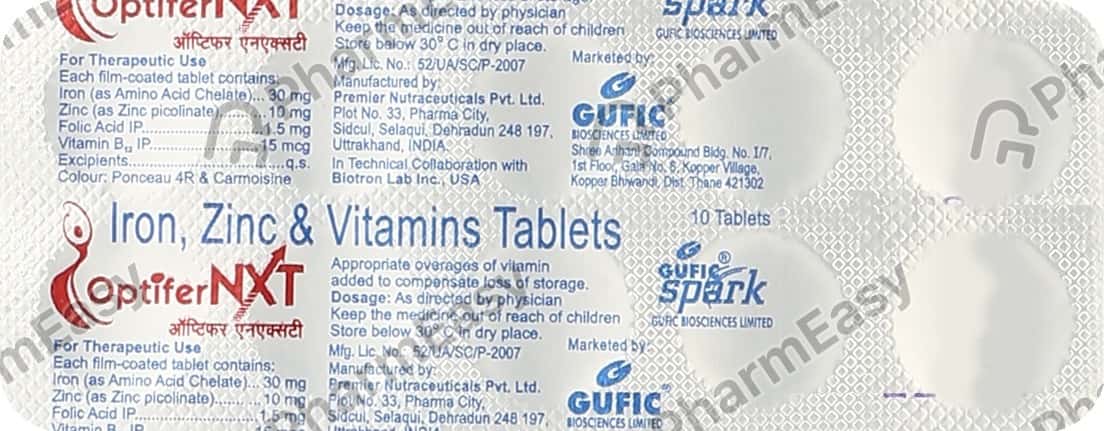Optifer Nxt Strip Of 10 Tablets: Uses, Side Effects, Price & Dosage ...