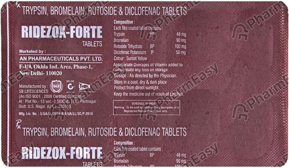 Ridezox Forte Strip Of 10 Tablets: Uses, Side Effects, Price & Dosage ...