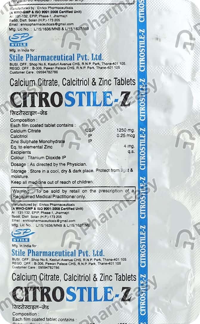 Citrostile Z Strip Of 10 Tablets: Uses, Side Effects, Price & Dosage ...