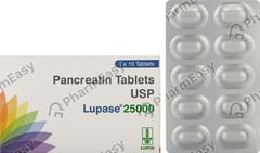 Lupase 25000u Strip Of 10 Tablets: Uses, Side Effects, Price & Dosage ...
