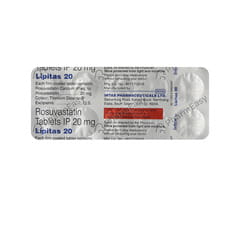 Lipitas 20 MG Tablet (10) - Uses, Side Effects, Dosage, Composition ...