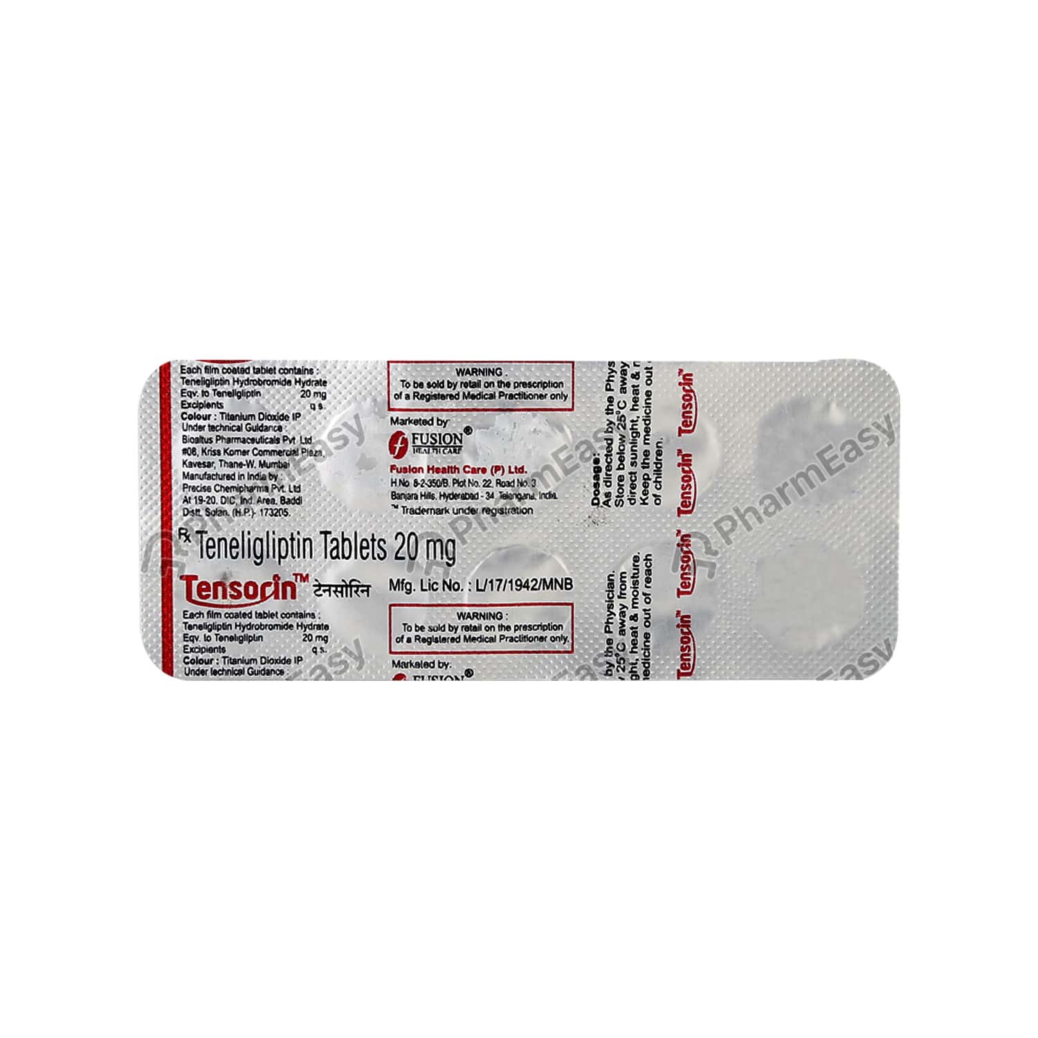 Tensorin 20 MG Tablet (10) - Uses, Side Effects, Dosage, Composition ...