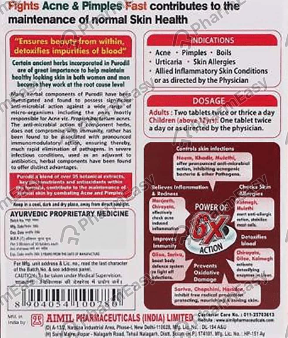 Buy PURODIL STRIP OF 30 TABLETS Online & Get Upto 60% OFF at PharmEasy