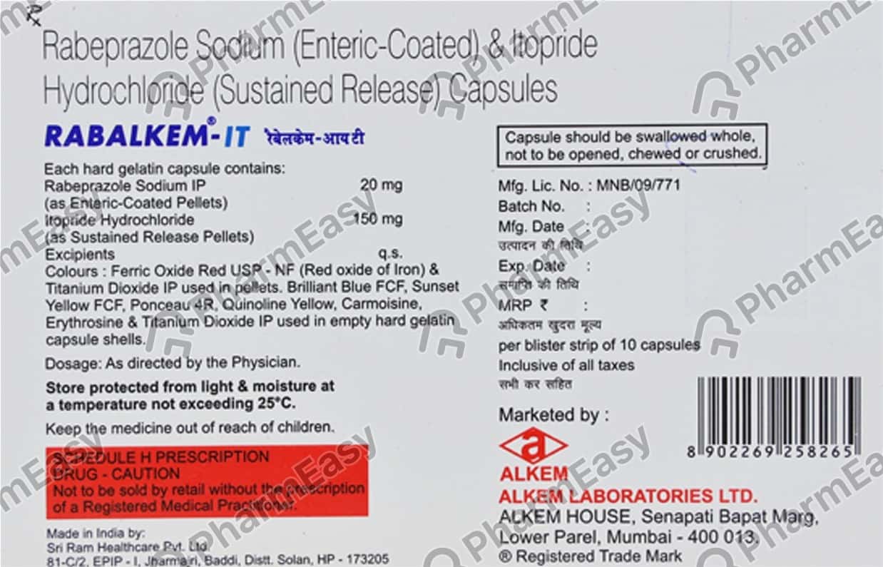 Rabalkem It 20/150 Mg Strip Of 10 Capsules: Uses, Side Effects, Price ...