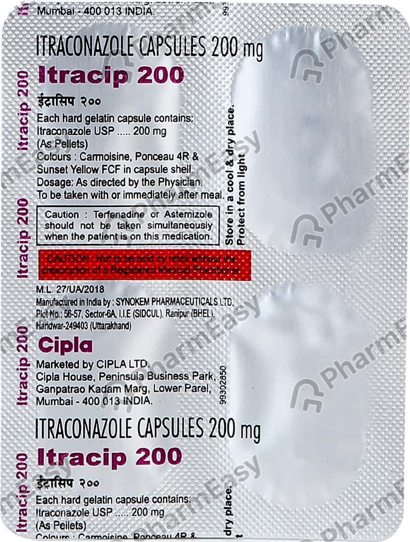 Itracip 200 MG Capsule (4): Uses, Side Effects, Price & Dosage | PharmEasy