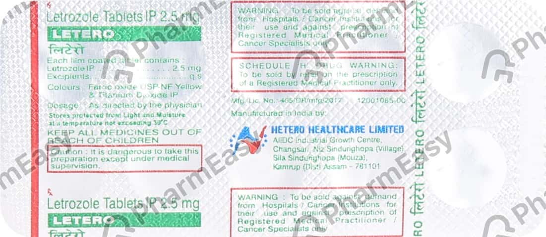 Letero 2.5 MG Tablet (10): Uses, Side Effects, Price & Dosage | PharmEasy