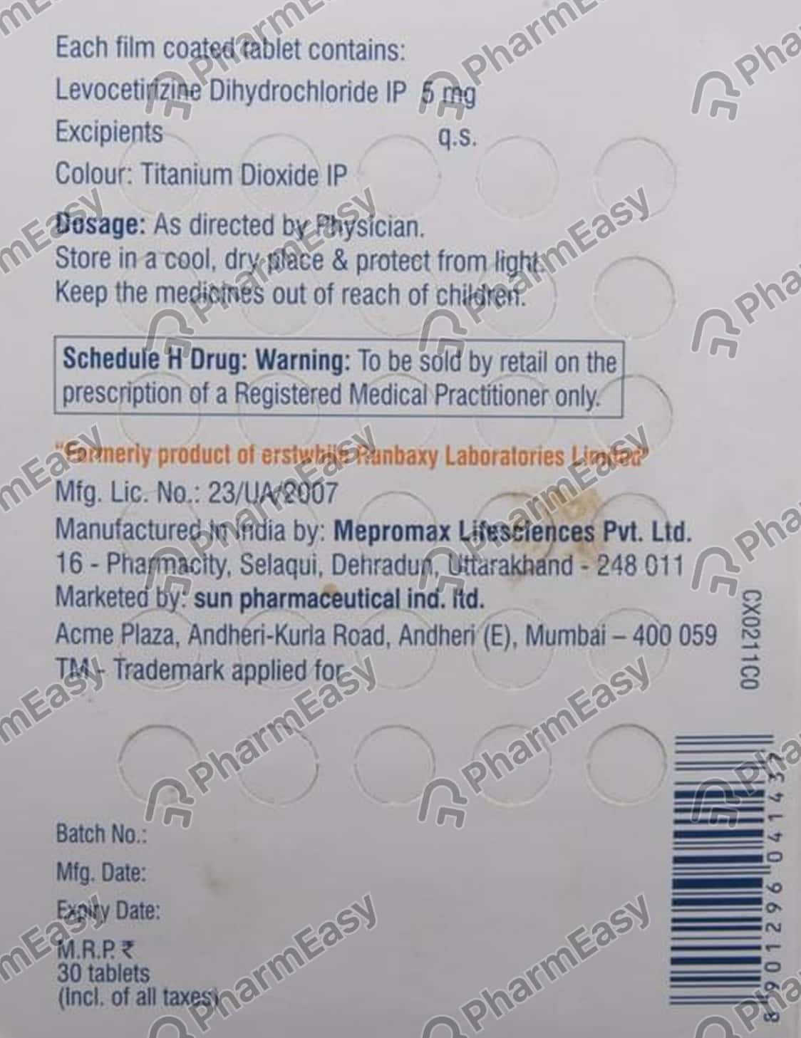 Teczine 5 MG Tablet (30): Uses, Side Effects, Price & Dosage | PharmEasy