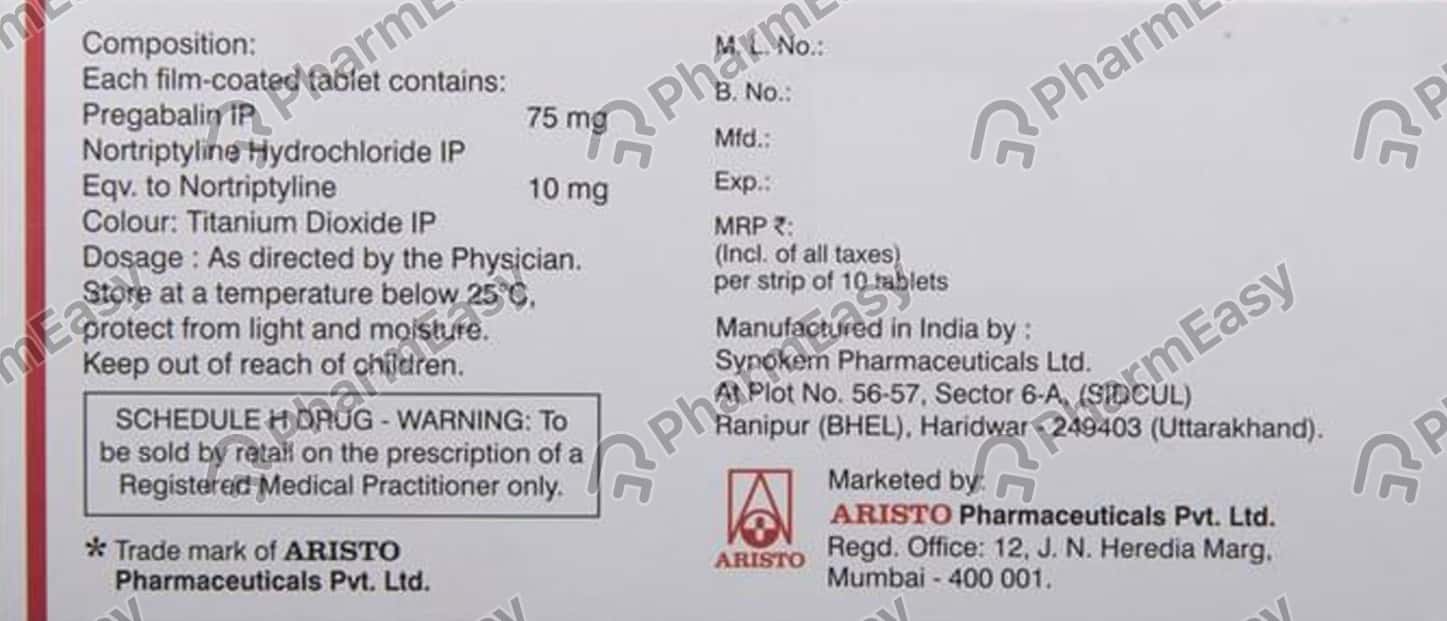 Gabamax Nt 75/10mg Strip Of 10 Tablets: Uses, Side Effects, Price ...