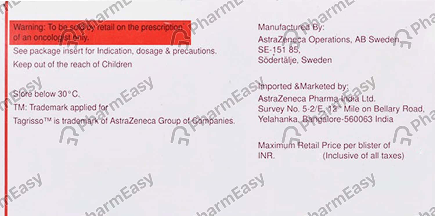 Tagrisso 80 MG Tablet (10): Uses, Side Effects, Price & Dosage | PharmEasy