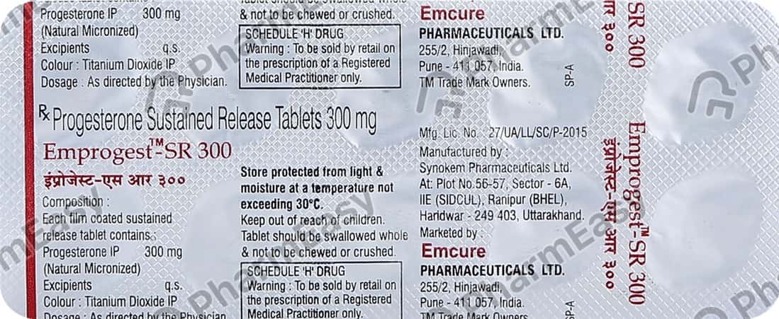 Emprogest Sr 300 MG Tablet (10): Uses, Side Effects, Price & Dosage ...