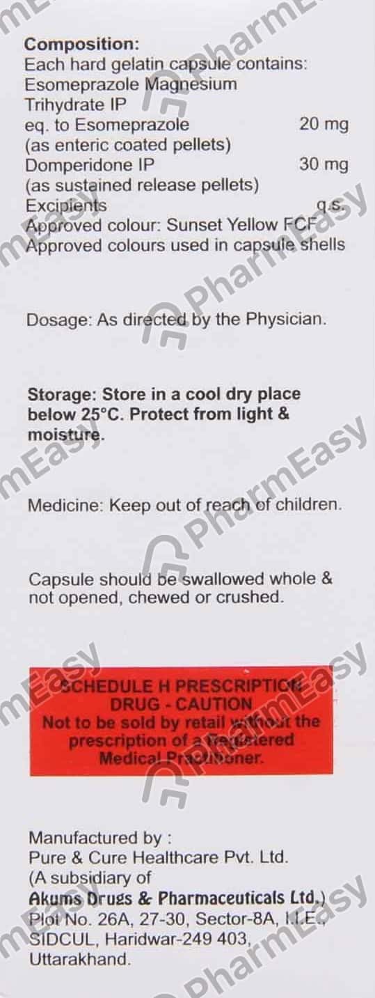 Esoz D 20mg Strip Of 15 Capsules: Uses, Side Effects, Price, Dosage ...