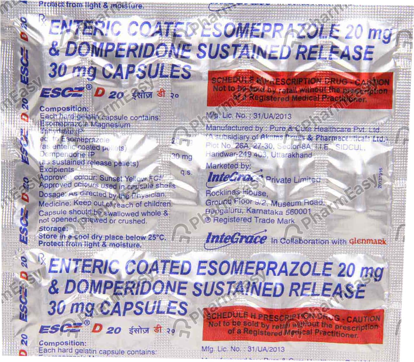 Esoz D 20mg Strip Of 15 Capsules: Uses, Side Effects, Price & Dosage ...