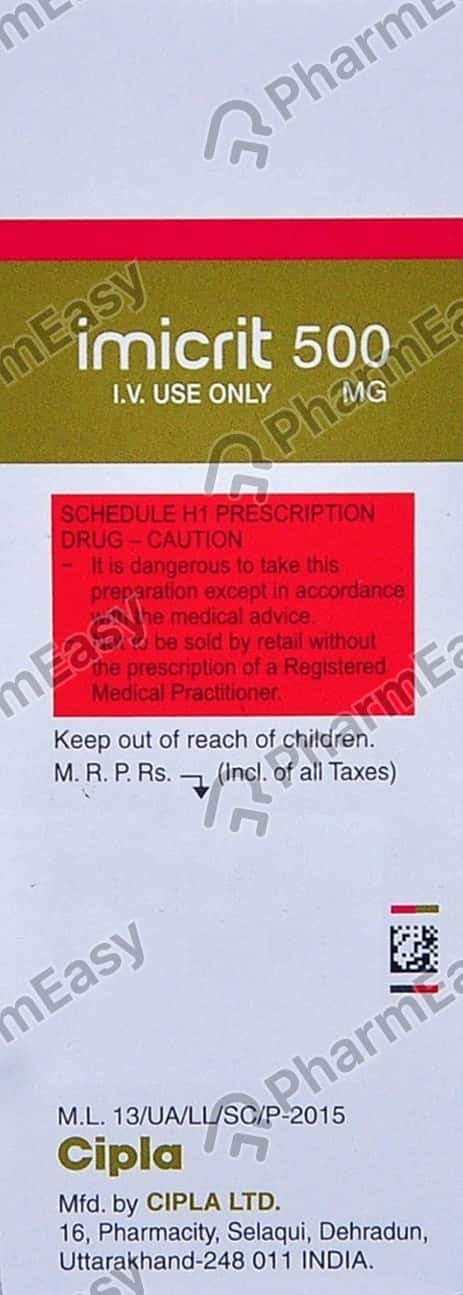 Imicrit 500mg Dry Vial Of 1 Powder For Injection: Uses, Side Effects ...