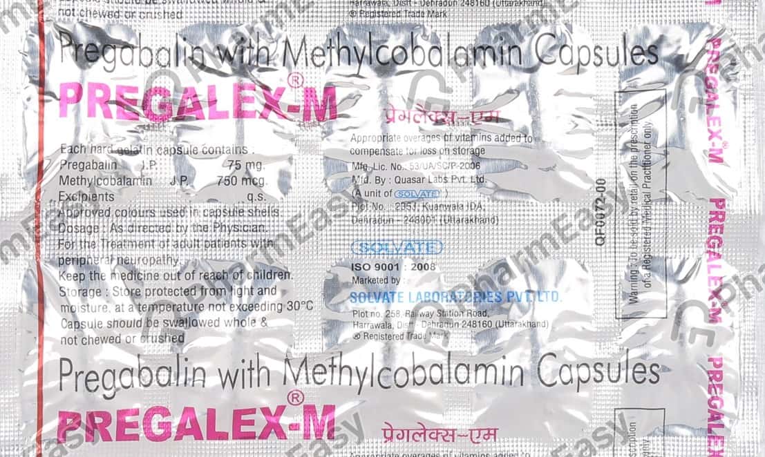 Pregalex M Strip Of 10 Capsules: Uses, Side Effects, Price & Dosage ...