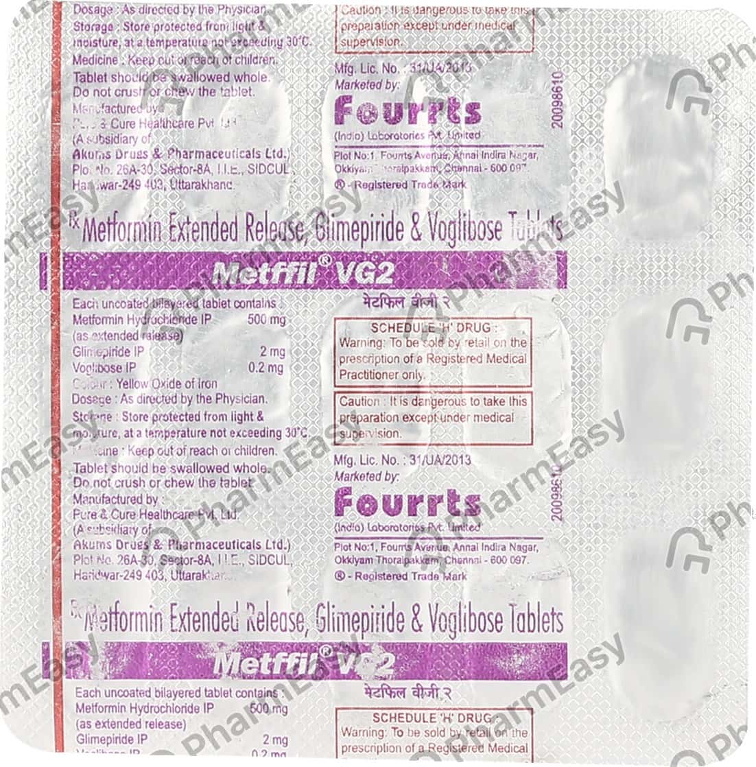 Metffil Vg 2mg Strip Of 15 Tablets: Uses, Side Effects, Price & Dosage ...