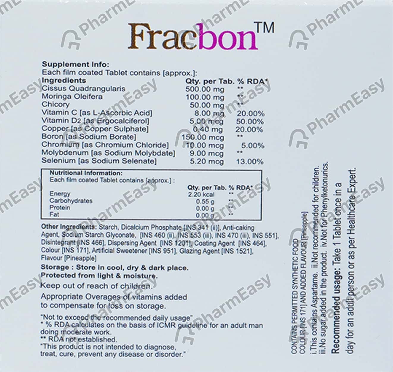 Buy Fracbon Strip Of 10 Tablets Online at Flat 15% OFF | PharmEasy