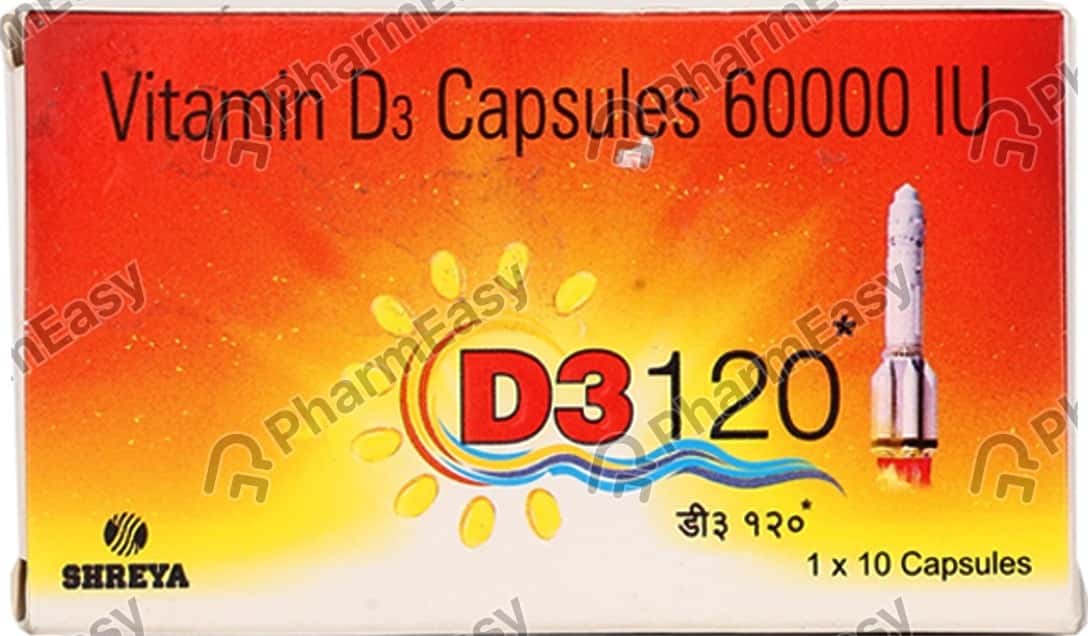 D3 120 60000 IU Capsule (10): Uses, Side Effects, Price & Dosage ...