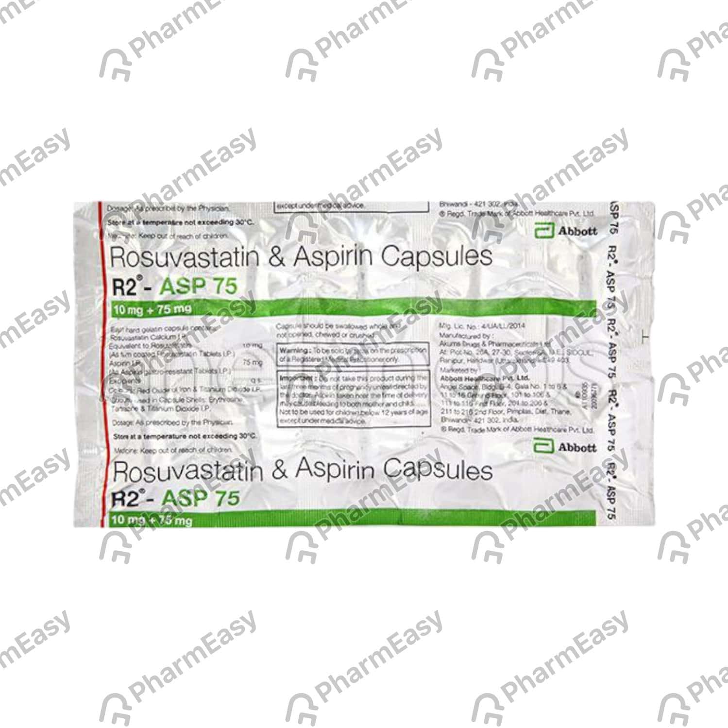 R2 Asp 75mg Strip Of 10 Capsules: Uses, Side Effects, Price & Dosage ...