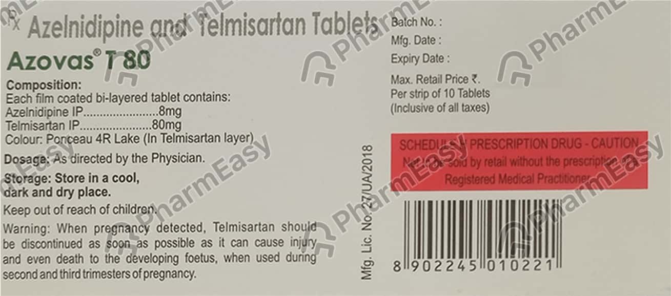 Buy Azovas 8 MG Tablet (10) Online at Flat 15% OFF | PharmEasy