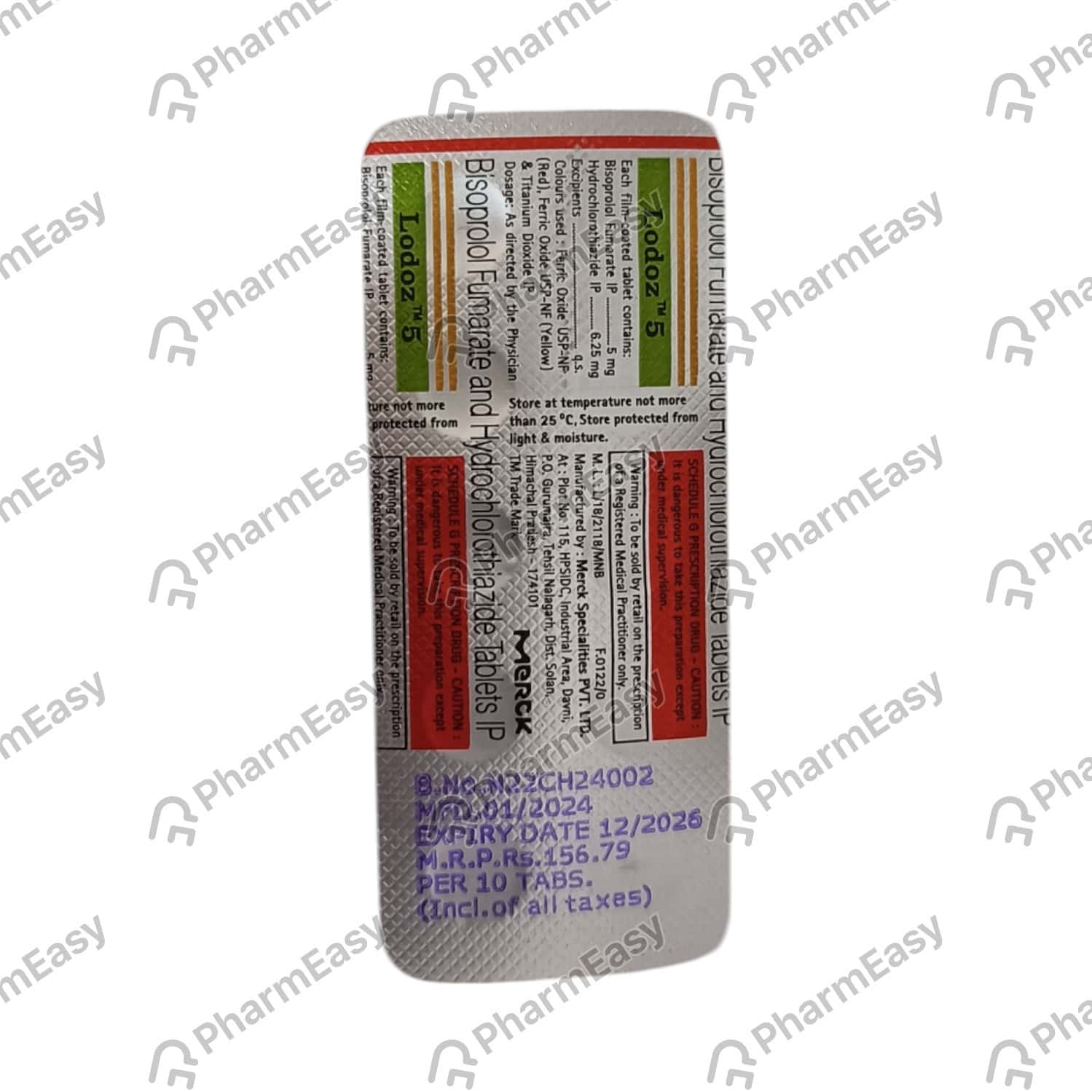 Lodoz 5/6.25 Mg Strip Of 10 Tablets: Uses, Side Effects, Price & Dosage ...