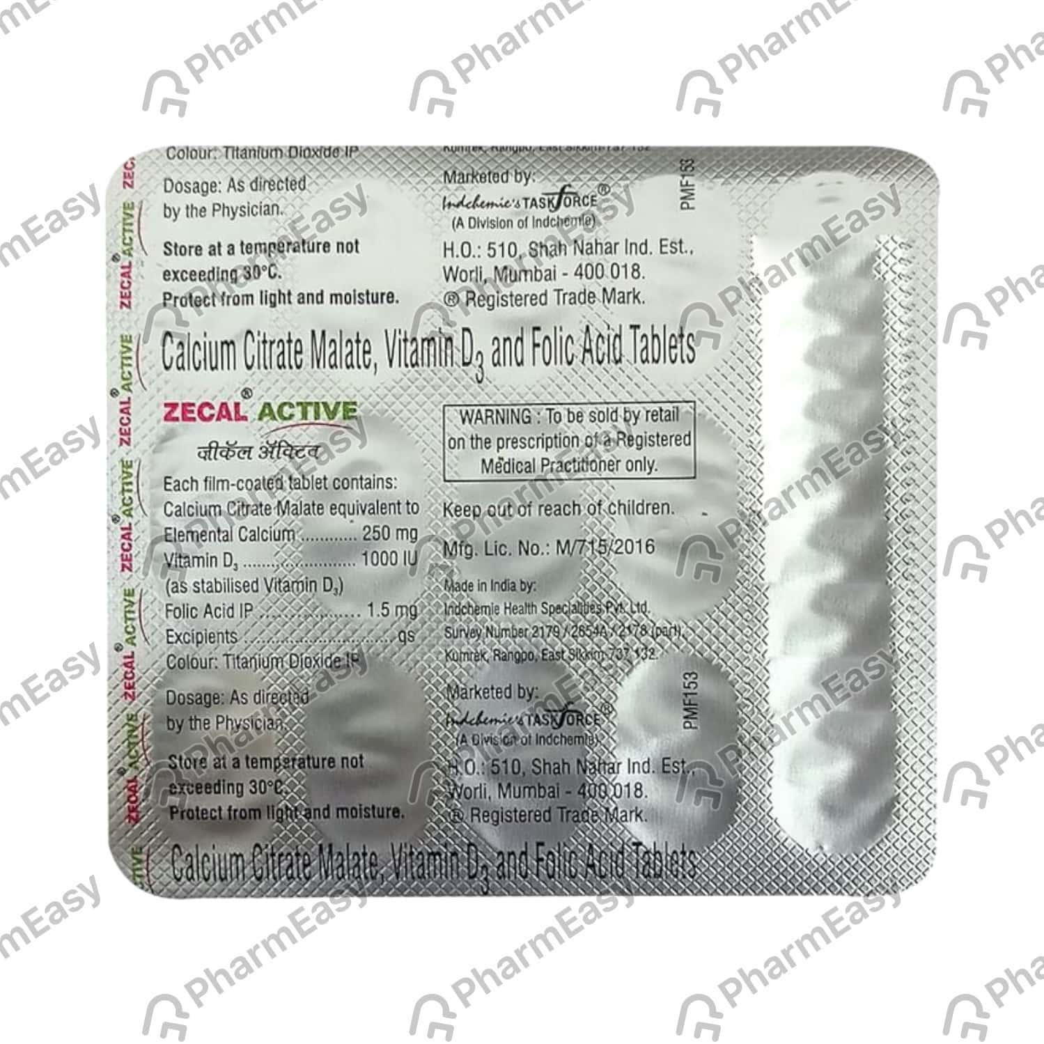 Zecal (Indch) Active 250 Mg/1000iu Tablet 10: Uses, Side Effects, Price ...