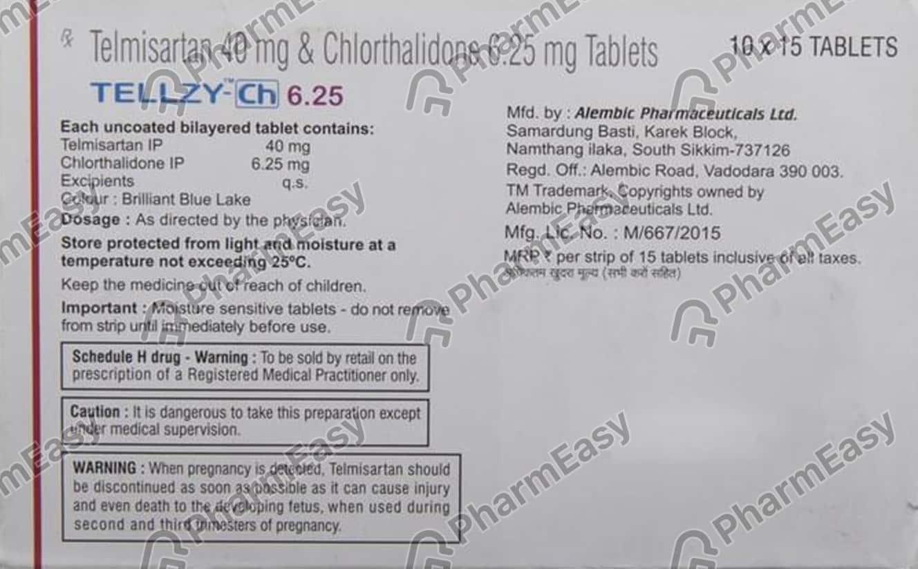 Tellzy Ch 40/6.25mg Strip Of 15 Tablets: Uses, Side Effects, Price ...