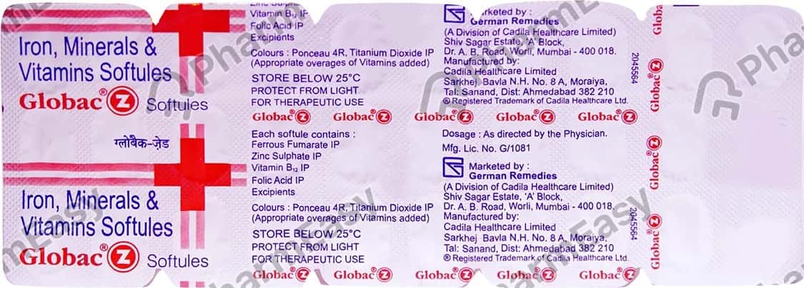 Globac Z Strip Of 60 Softules: Uses, Side Effects, Price & Dosage ...
