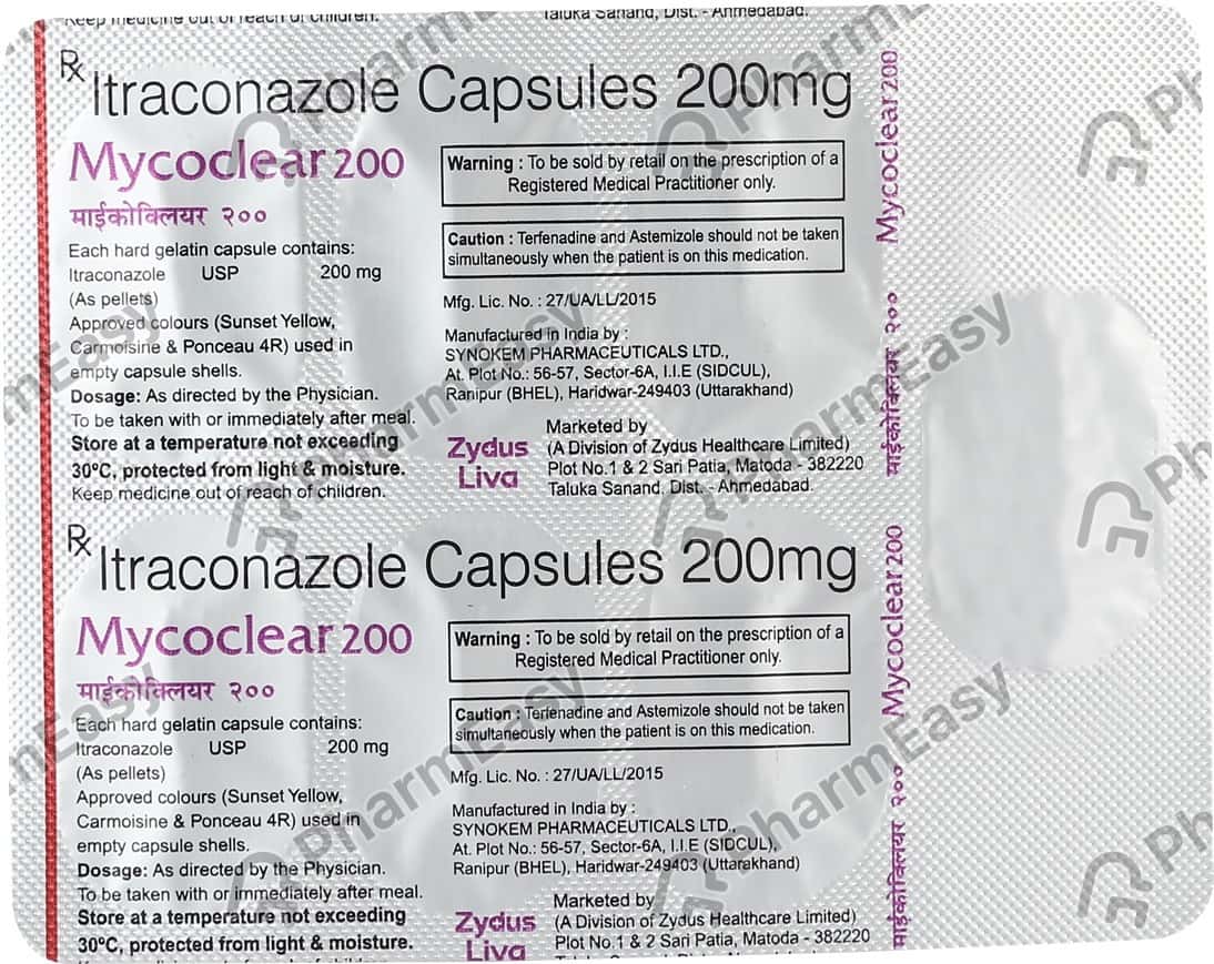 Mycoclear 200 MG Capsule (7): Uses, Side Effects, Price & Dosage ...
