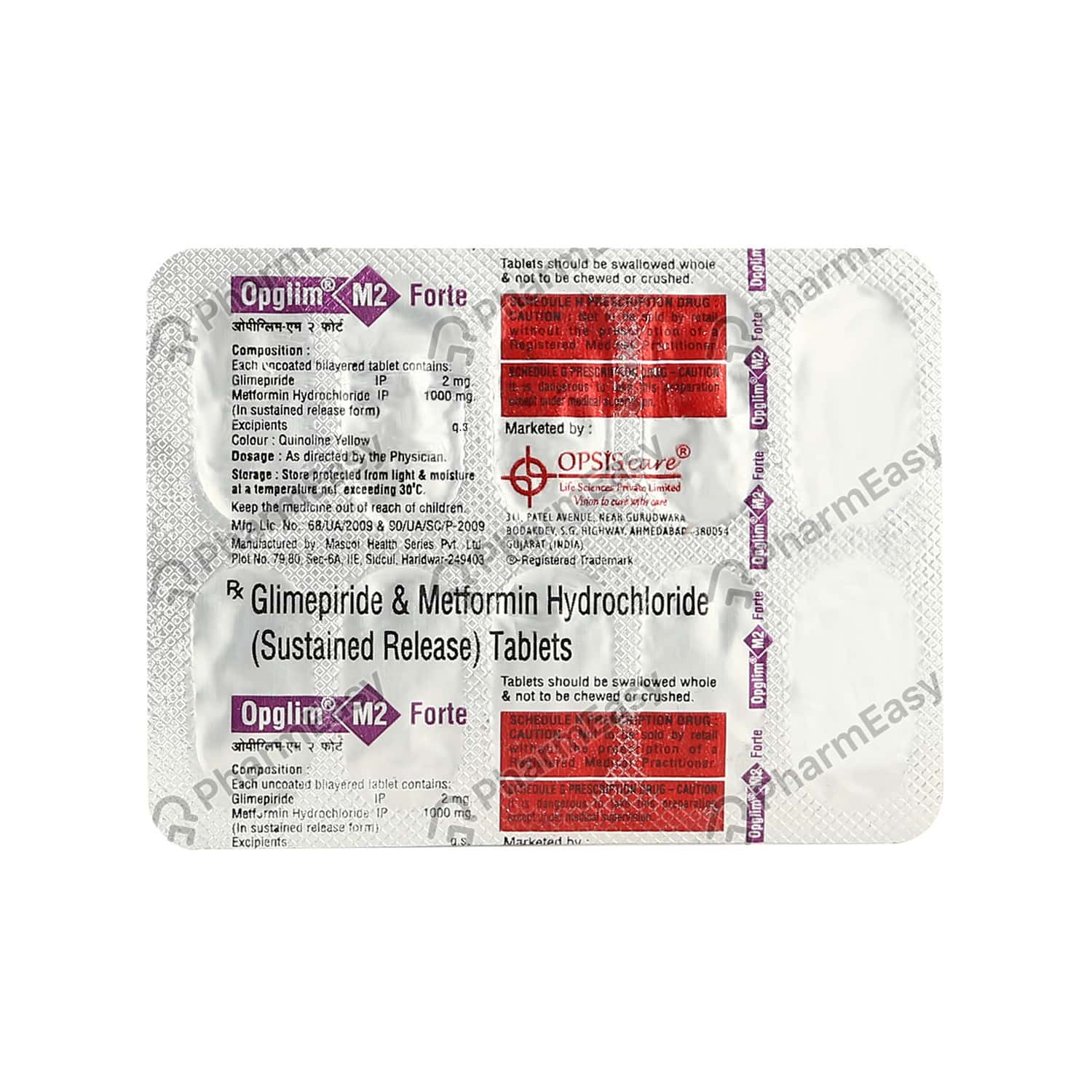 Opglim M 2mg Forte Strip Of 10 Tablets - Uses, Side Effects, Dosage ...