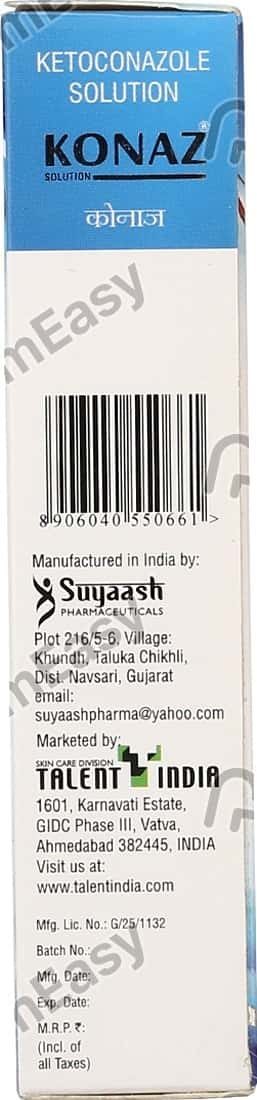 Konaz 200 MG Skin Solution (50): Uses, Side Effects, Price & Dosage ...