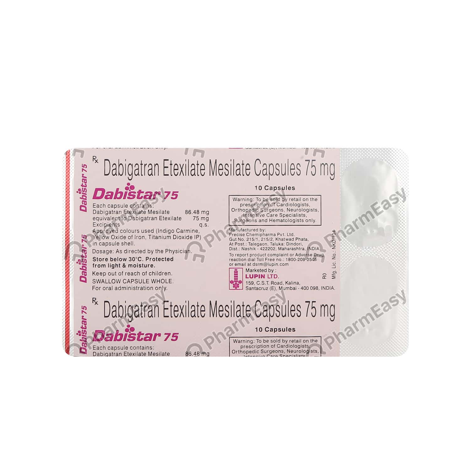 Buy Dabistar 75 MG Capsule (10) Online at Flat 18% OFF* | PharmEasy