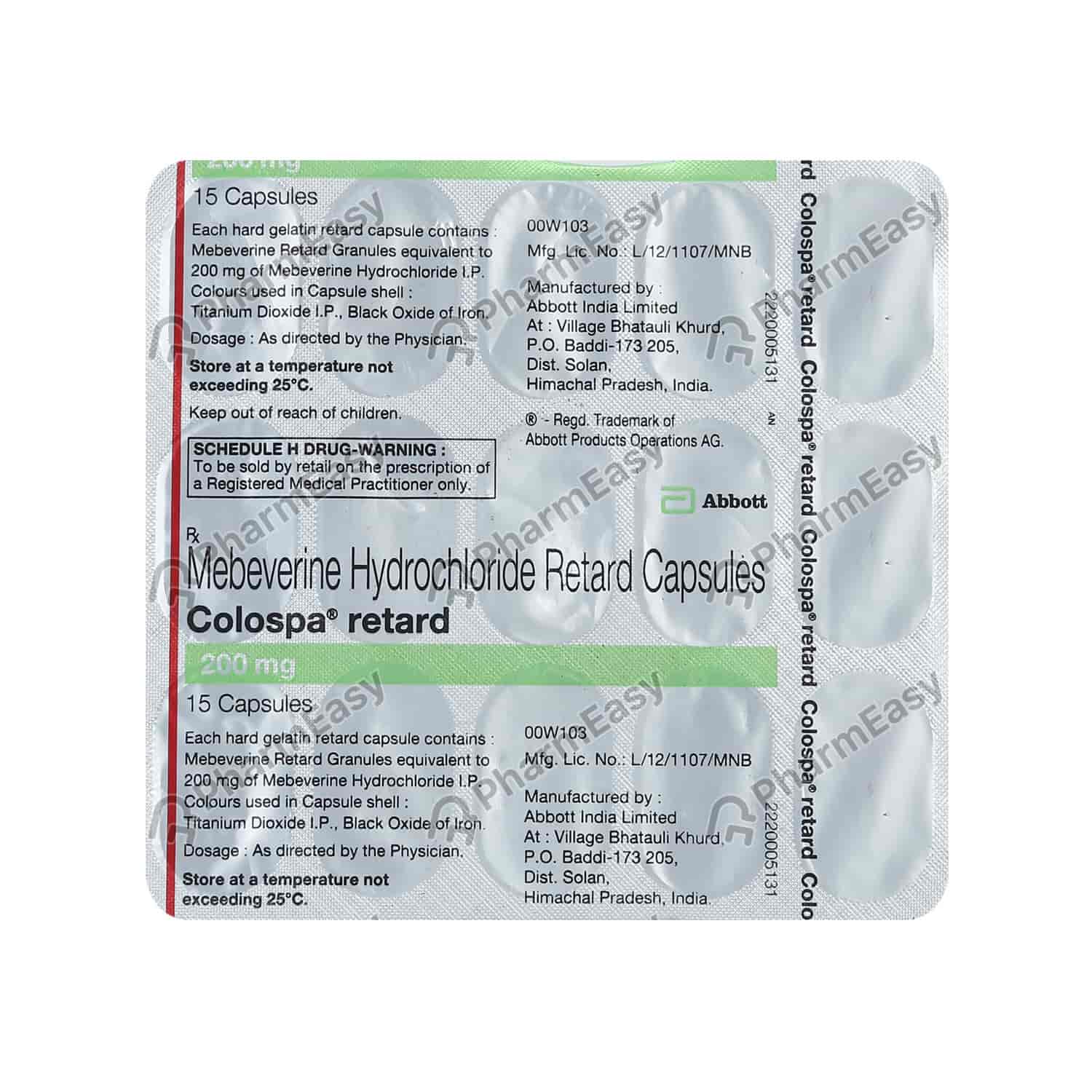 Buy Colospa Retard 200mg Cap 15'S Online at Flat 18% OFF* | PharmEasy