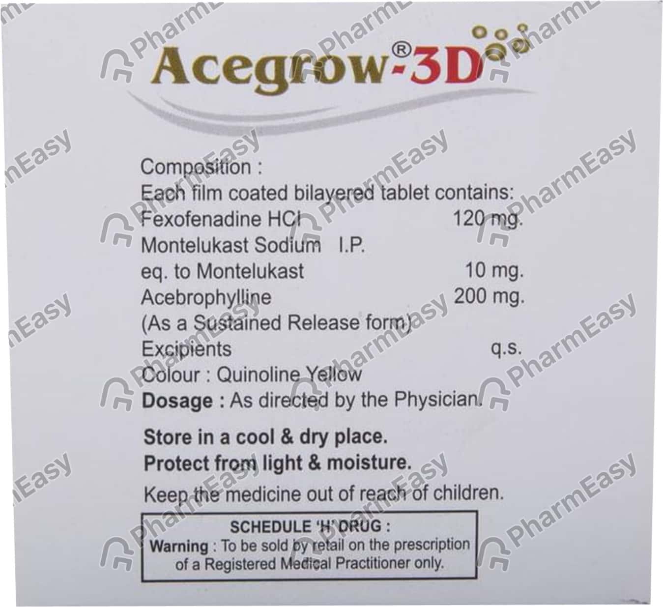 Buy Acegrow 3d Strip Of 10 Tablets Online at Flat 15% OFF | PharmEasy