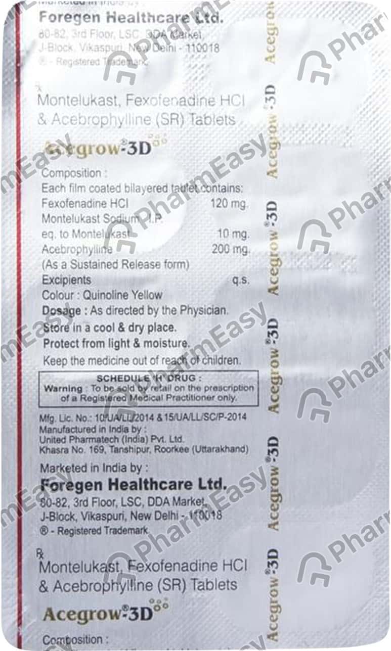 Buy Acegrow 3d Strip Of 10 Tablets Online at Flat 15% OFF | PharmEasy