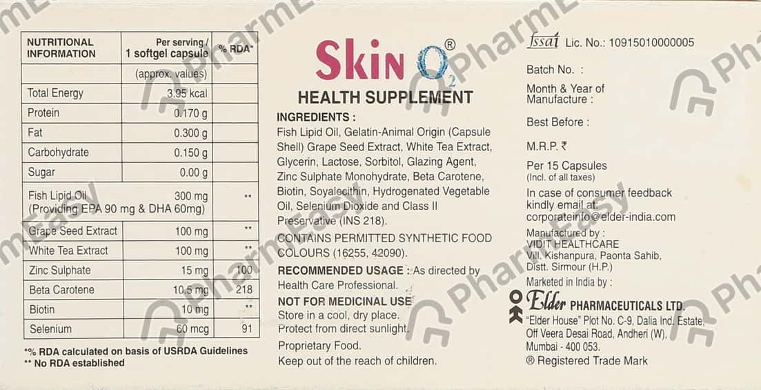 Buy Skin O2 Strip Of 15 Capsules Online at Flat 15% OFF | PharmEasy