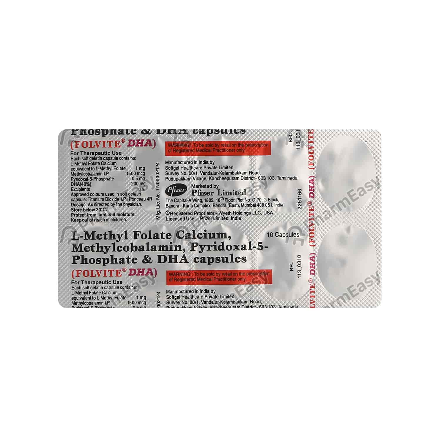 Buy Folvite Dha Cap 10'S Online at Flat 18% OFF* | PharmEasy