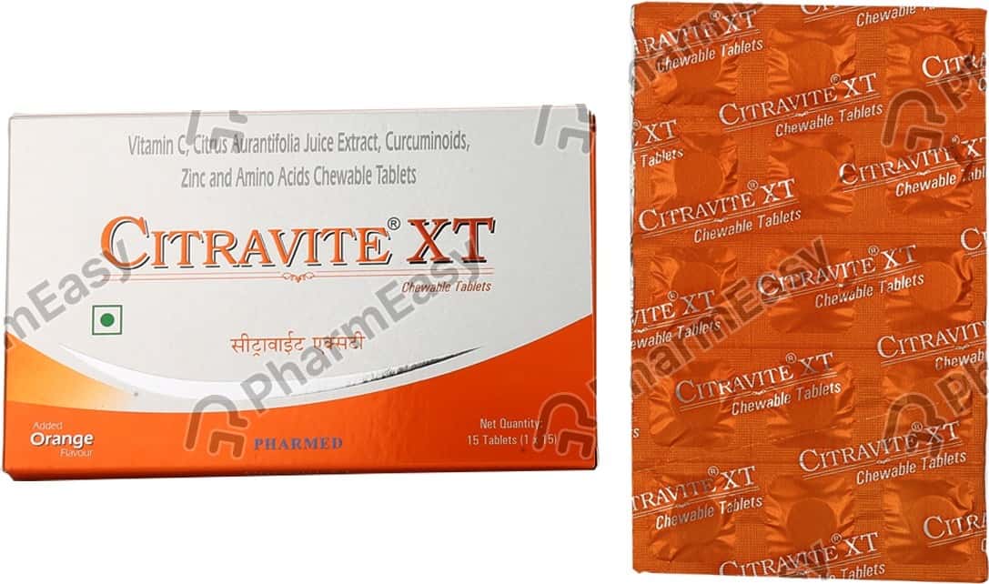 Buy Citravite Xt Orange Flavour Strip Of 15 Chewable Tablets Online at ...