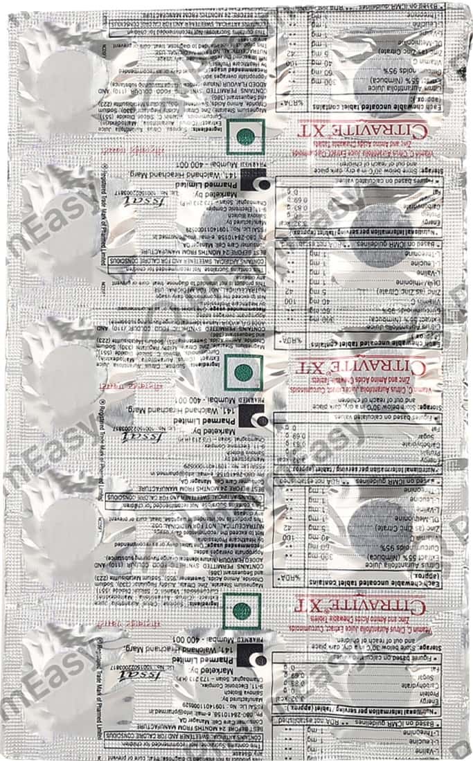 Buy Citravite Xt Orange Flavour Strip Of 15 Chewable Tablets Online at ...