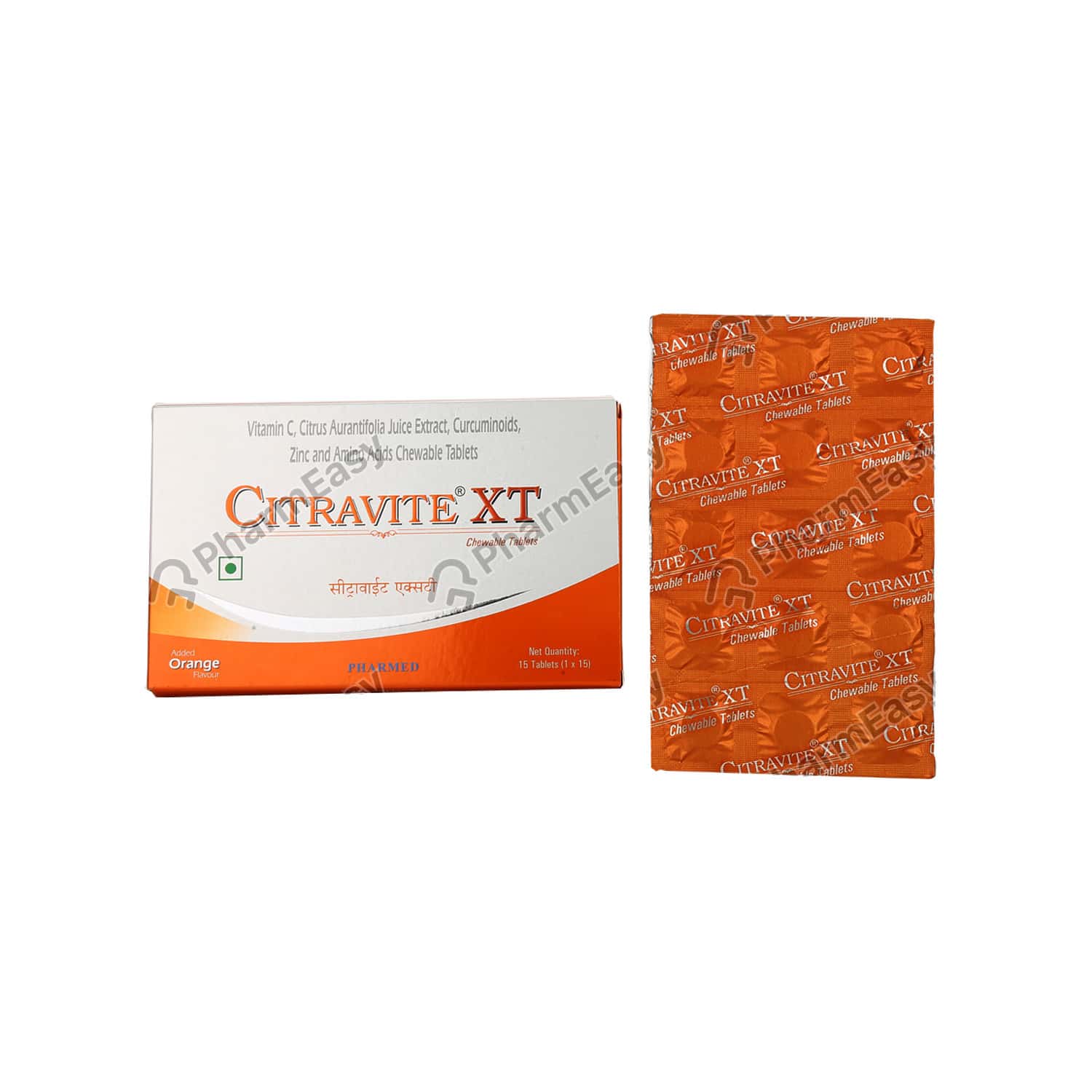 Buy Citravite Xt Orange Flavour Strip Of 15 Chewable Tablets Online at ...