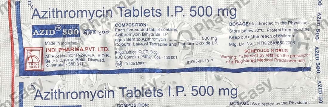 Azid 500 MG Tablet (5): Uses, Side Effects, Price & Dosage | PharmEasy