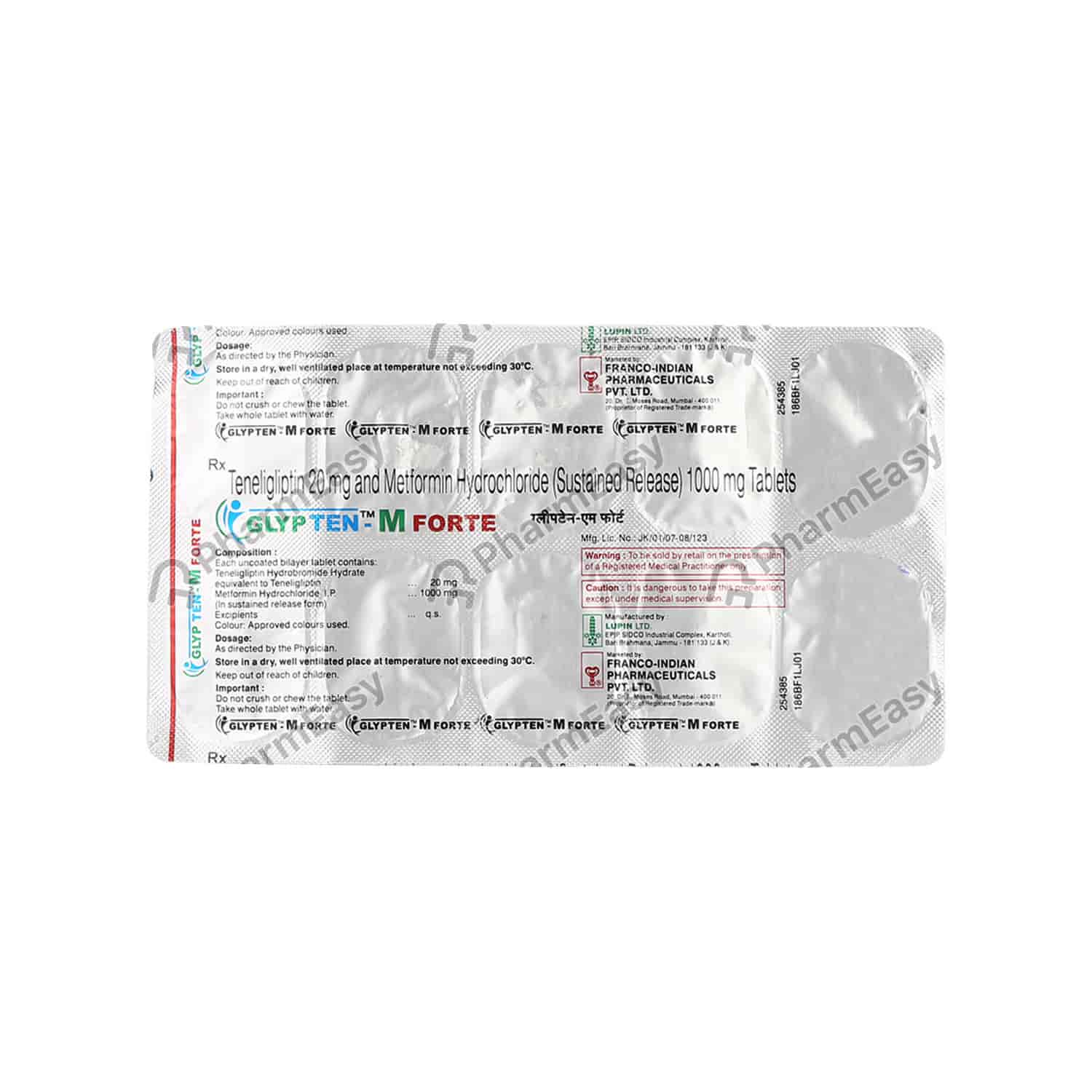 Glypten M Forte Tab 10'S - Uses, Side Effects, Dosage, Composition ...