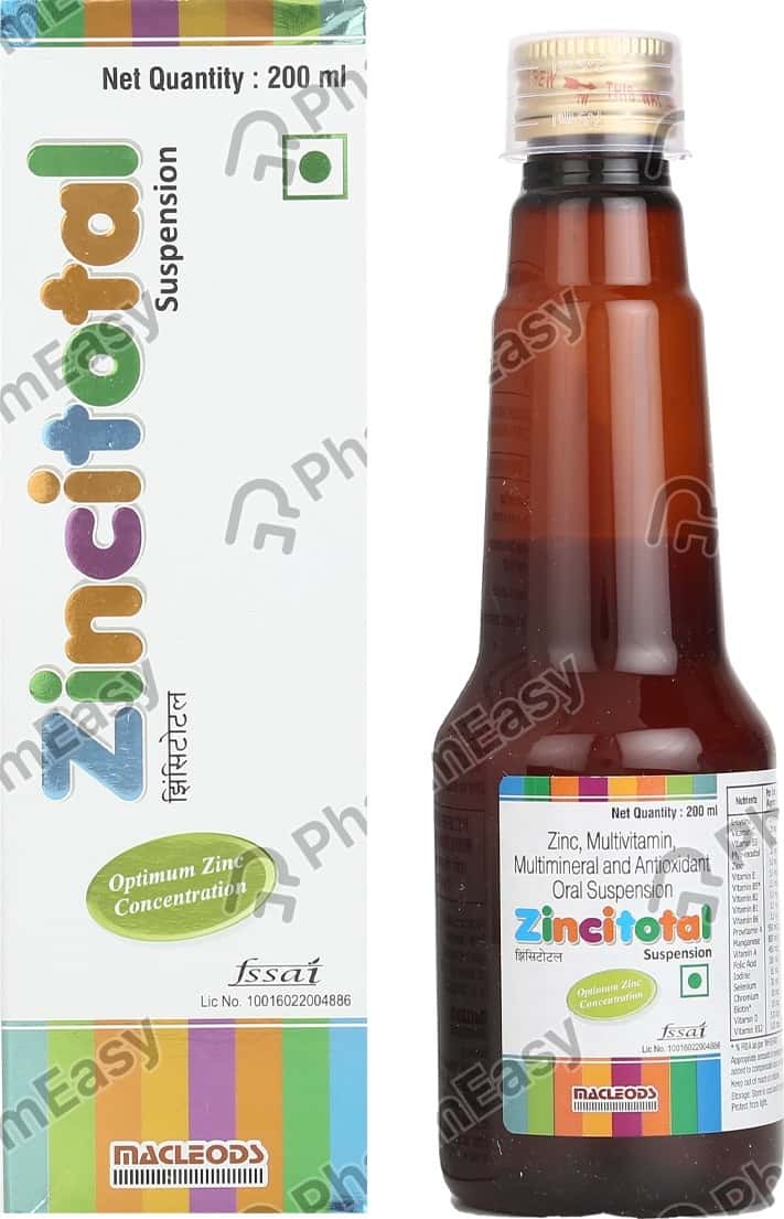 Zincitotal Suspension 200ml: Uses, Side Effects, Price & Dosage | PharmEasy