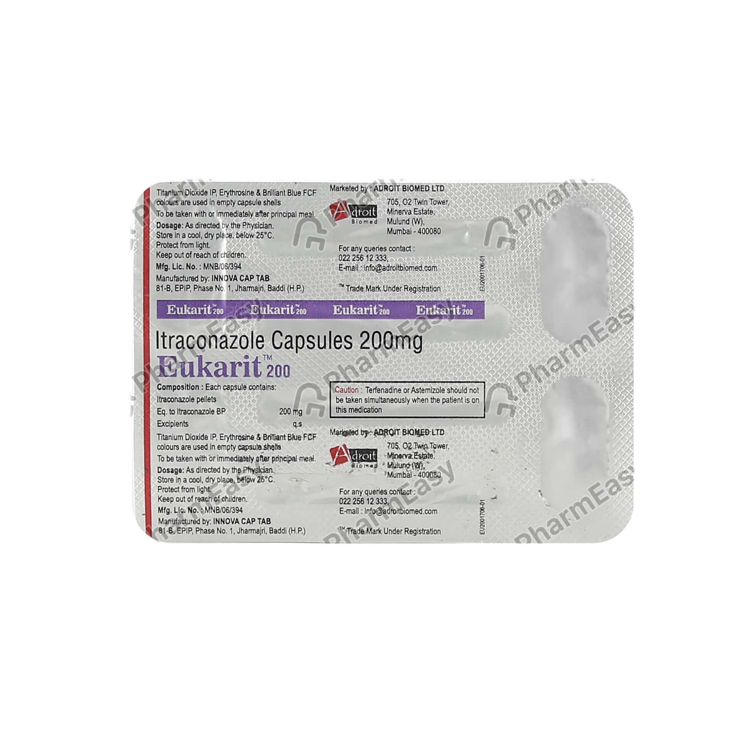 Eukarit 200 MG Capsule (4) - Uses, Side Effects, Dosage, Composition ...