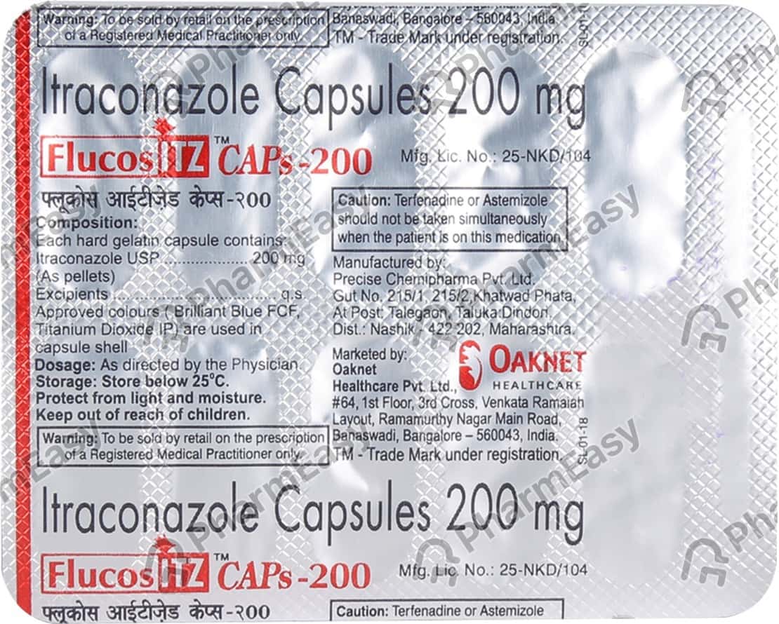Flucos Itz 200 MG Capsule (10): Uses, Side Effects, Price & Dosage ...