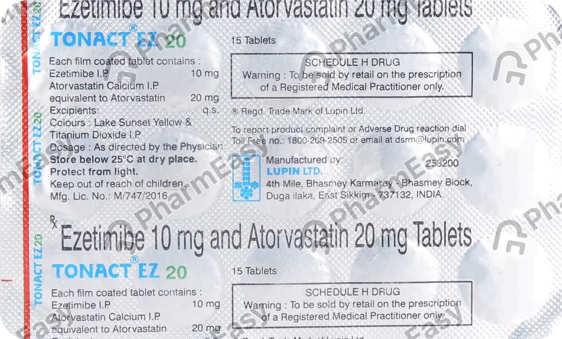 Tonact Ez 20mg Strip Of 15 Tablets: Uses, Side Effects, Price & Dosage ...
